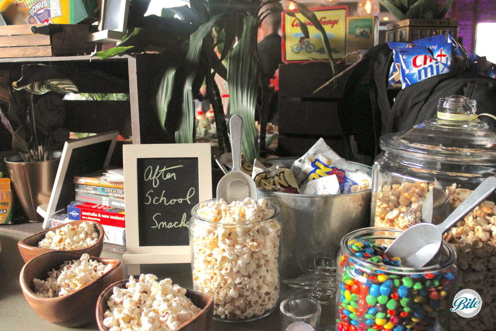 Back to school themed popcorn and candy bar